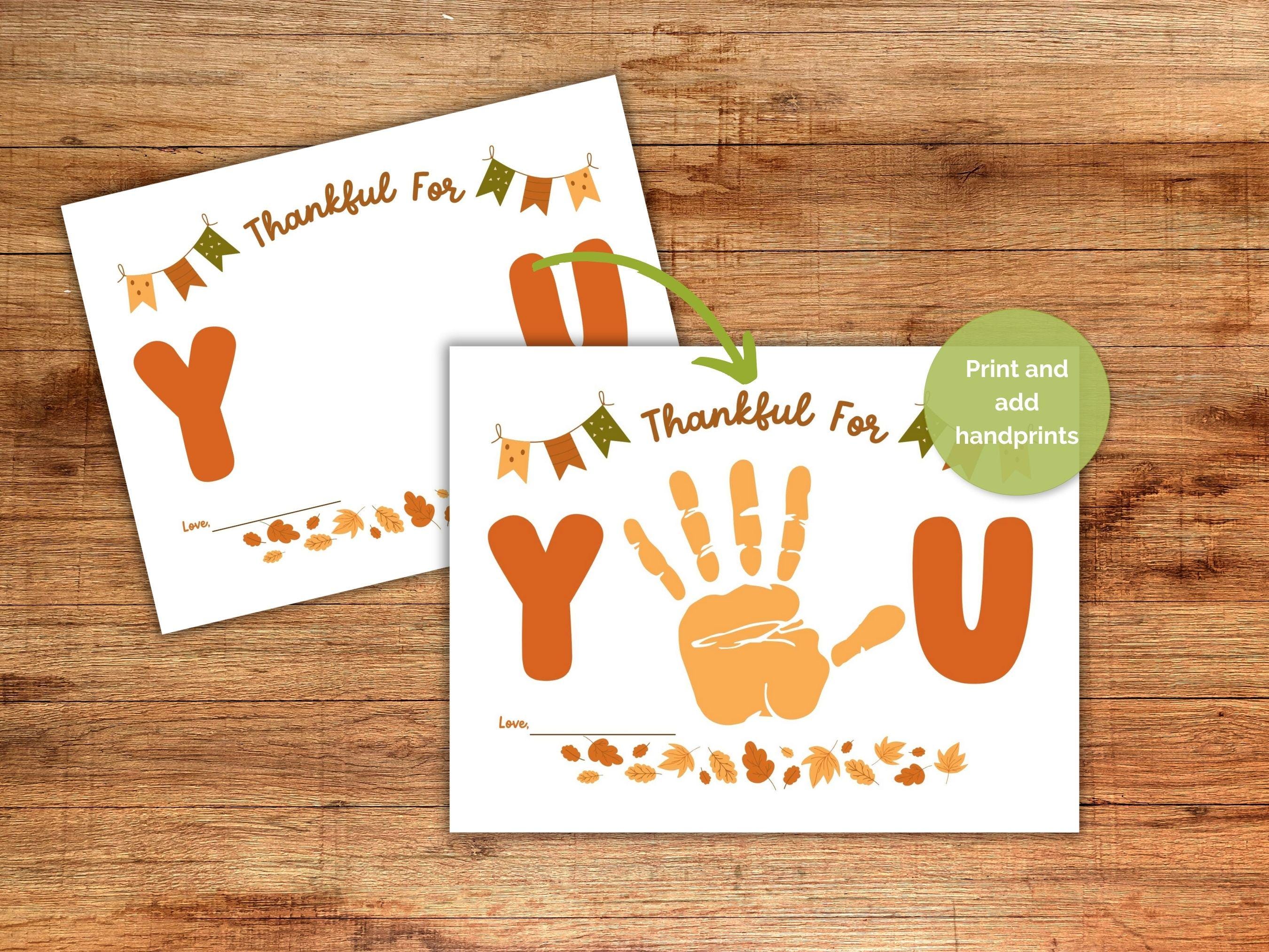 Thankful for You Handprint Craft for Kids, Thanksgiving Handprint Art ...