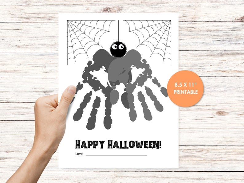 Halloween Handprint Art for Kids, Spider Handprint Art, Spooky ...
