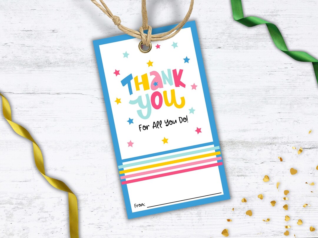 Thank You Gift Tag Printable, Appreciation for Daycare Teachers ...