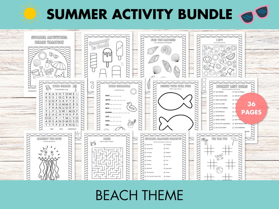 Summer Activity Bundle, Beach Theme, Printable Activities, Games ...