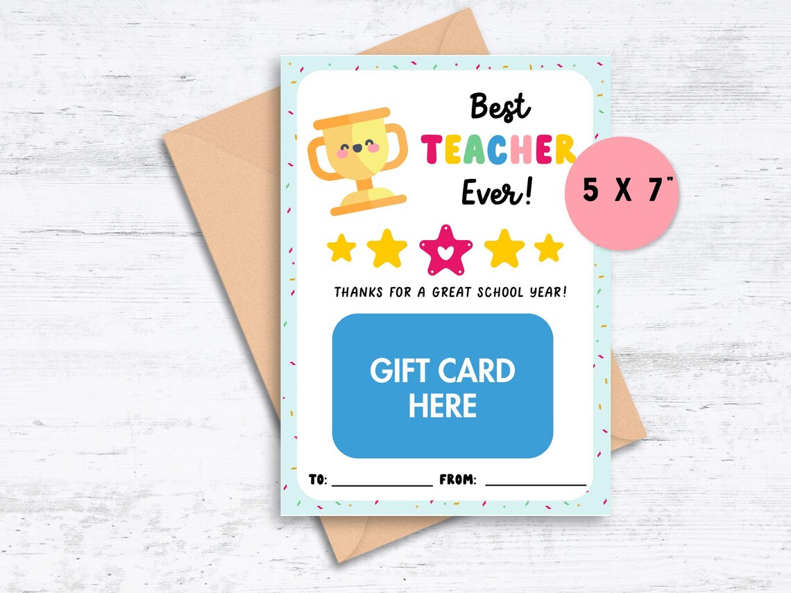 Thank You Teacher Gift Card Holder, Printable PDF, Perfect for End of ...