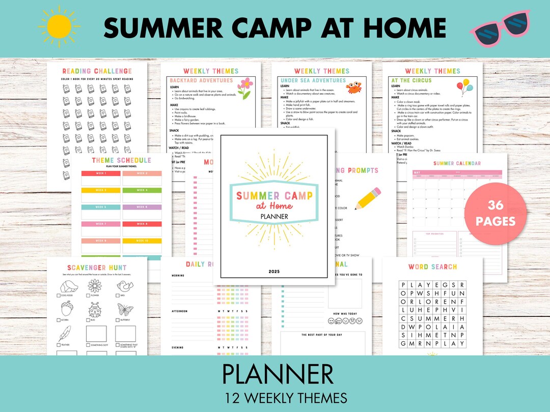 Summer Camp at Home Planner, 12 Weeks of Themed Activity Ideas ...