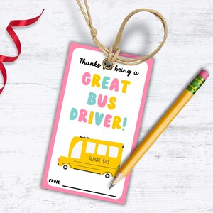 Printable Bus Driver Gift Tags, Thank You, Instant Download Gift Label ...