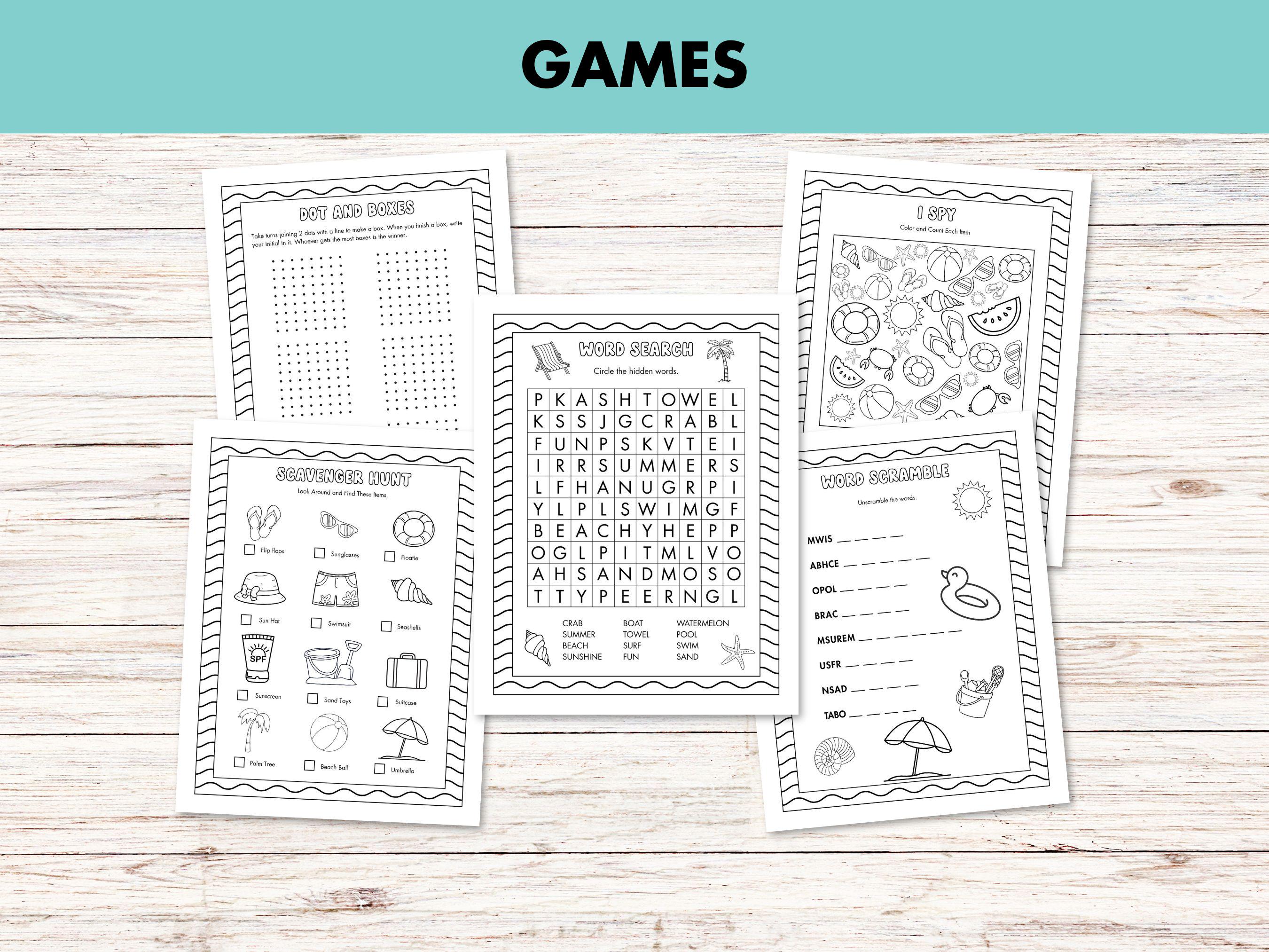 Summer Activity Bundle, Beach Theme, Printable Activities, Games ...