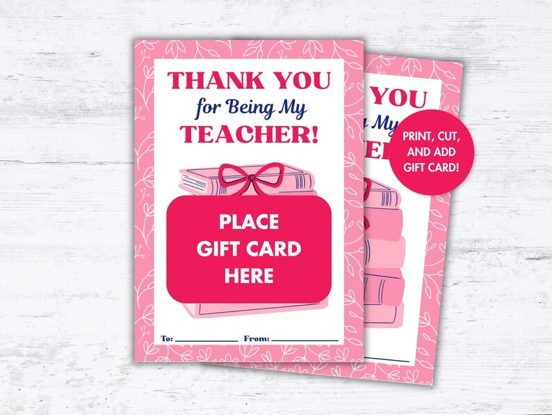 Printable Thank You Gift Card Holder for Teachers - End of Year Teacher ...