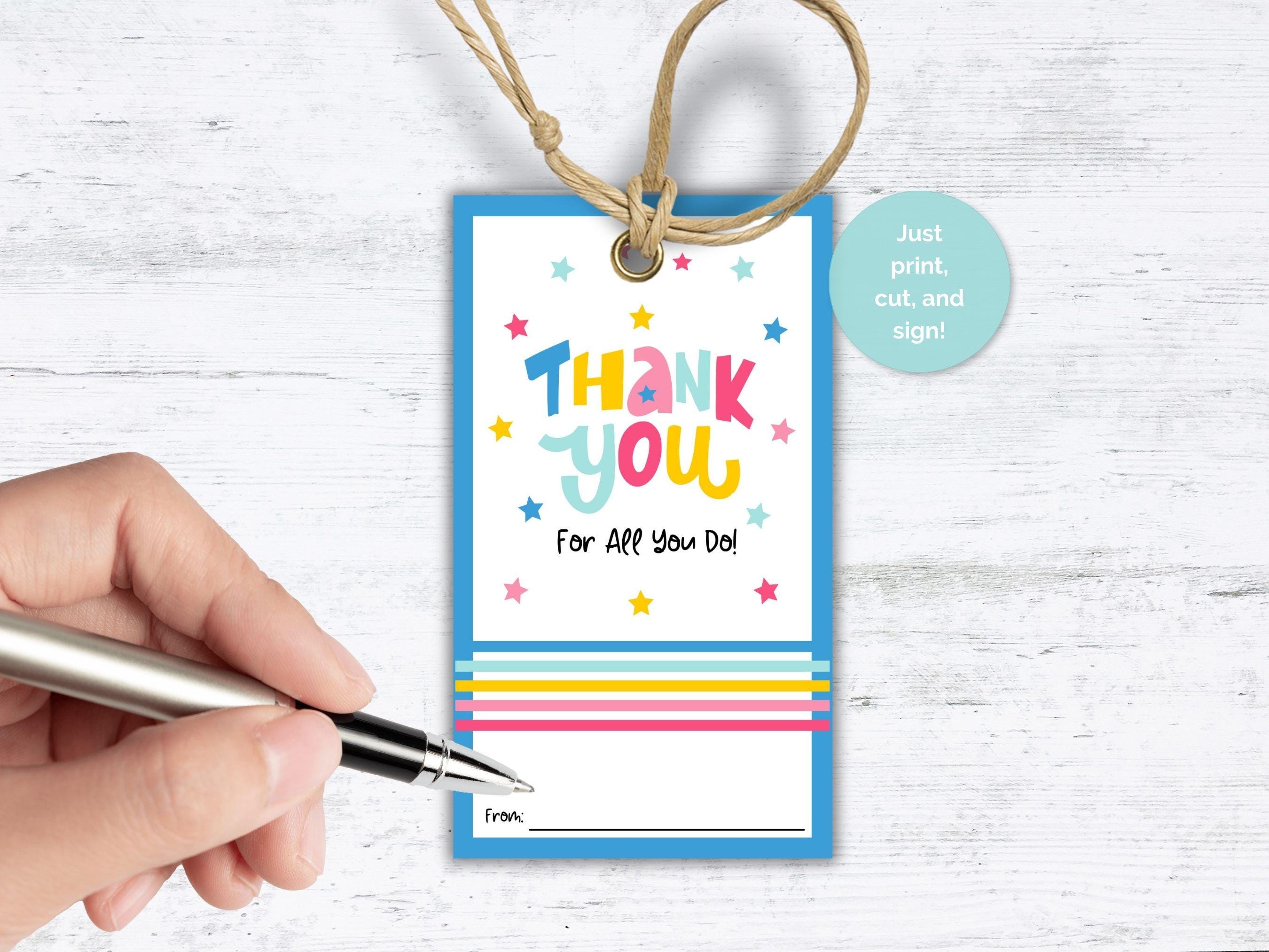 Thank You Gift Tag Printable, Appreciation for Daycare Teachers ...