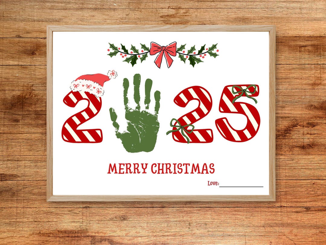 2025 Christmas Handprint Keepsake Printable Art, Holiday Activity for ...