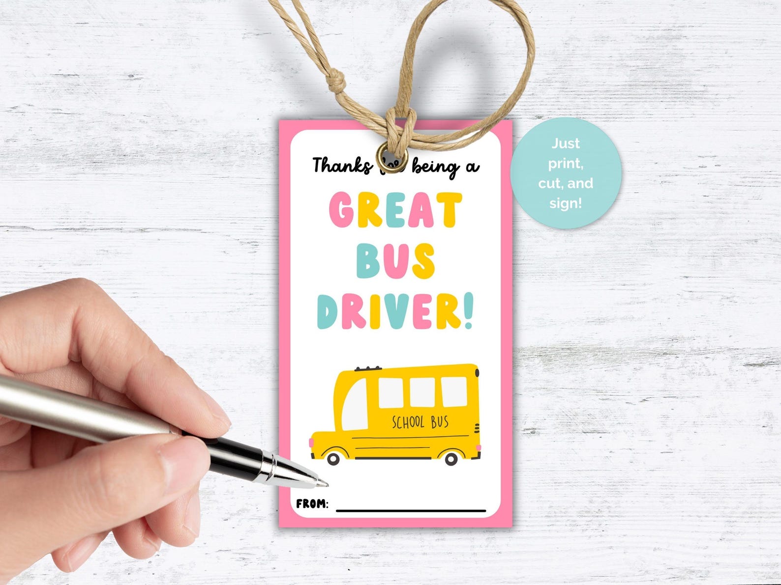 Printable Bus Driver Gift Tags, Thank You, Instant Download Gift Label ...
