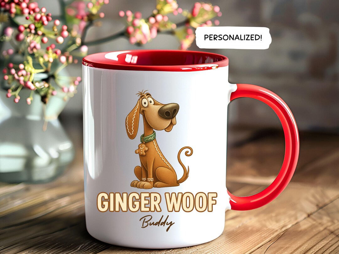 Personalized Ginger Woof Dog Mug • Cute Custom Name Pet Lover Gift ...
