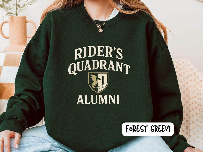 Fourth Wing Inspired Sweatshirt, Rider’s Quadrant Alumni Crest, Dragon ...