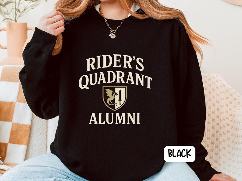 Fourth Wing Inspired Sweatshirt, Rider’s Quadrant Alumni Crest, Dragon ...