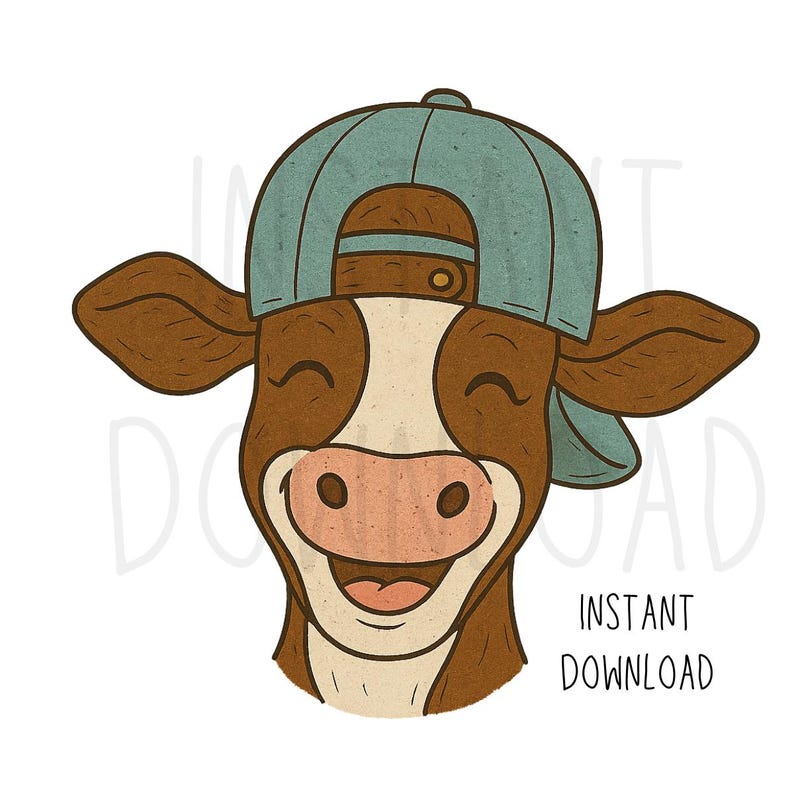 Cool Cow PNG – Funny Farm Animal With Backwards Hat | Sublimation ...