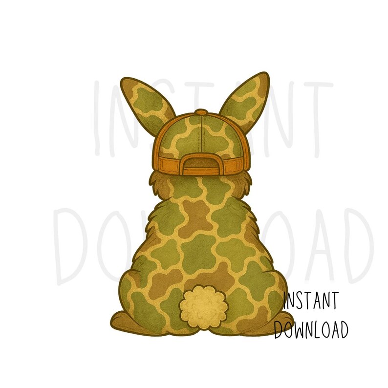 Camo Bunny PNG – Back View Rabbit With Hat Clipart | Hunting Easter ...