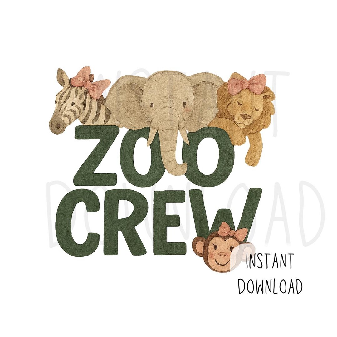Zoo Crew Girl PNG – Safari Animals With Bows Clipart for Girls ...