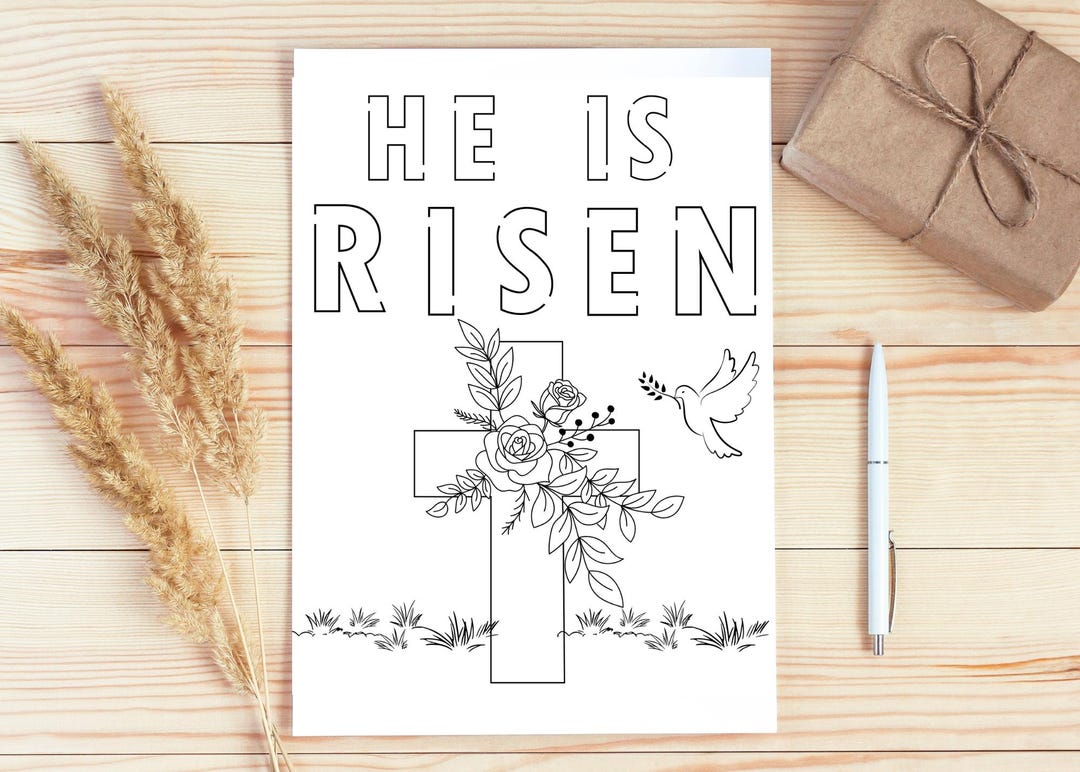 He is Risen Coloring Pages: Christian Easter Activity (PDF Download) - Etsy