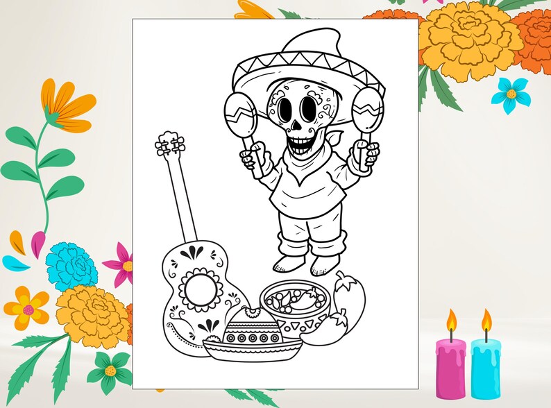 Printable Día De Los Muertos Coloring Pages, Catrina, Calaveras ...