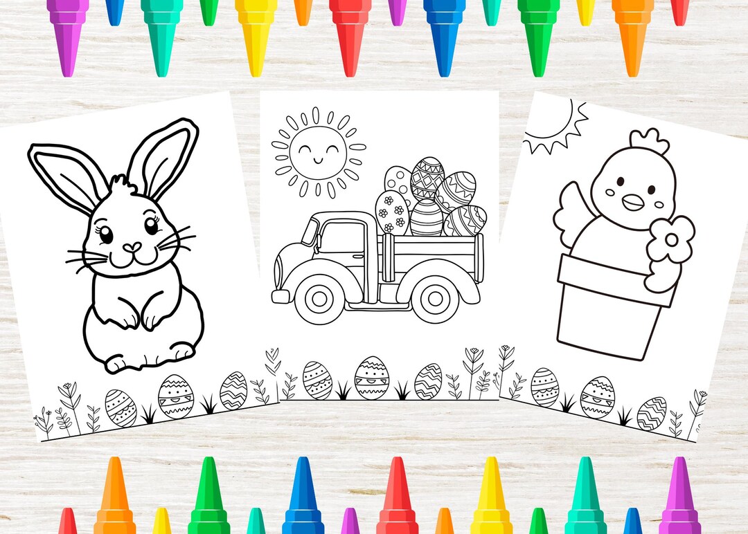 10 Easter Coloring Pages for Kids – 10 Printable PDF Sheets – Bunny ...