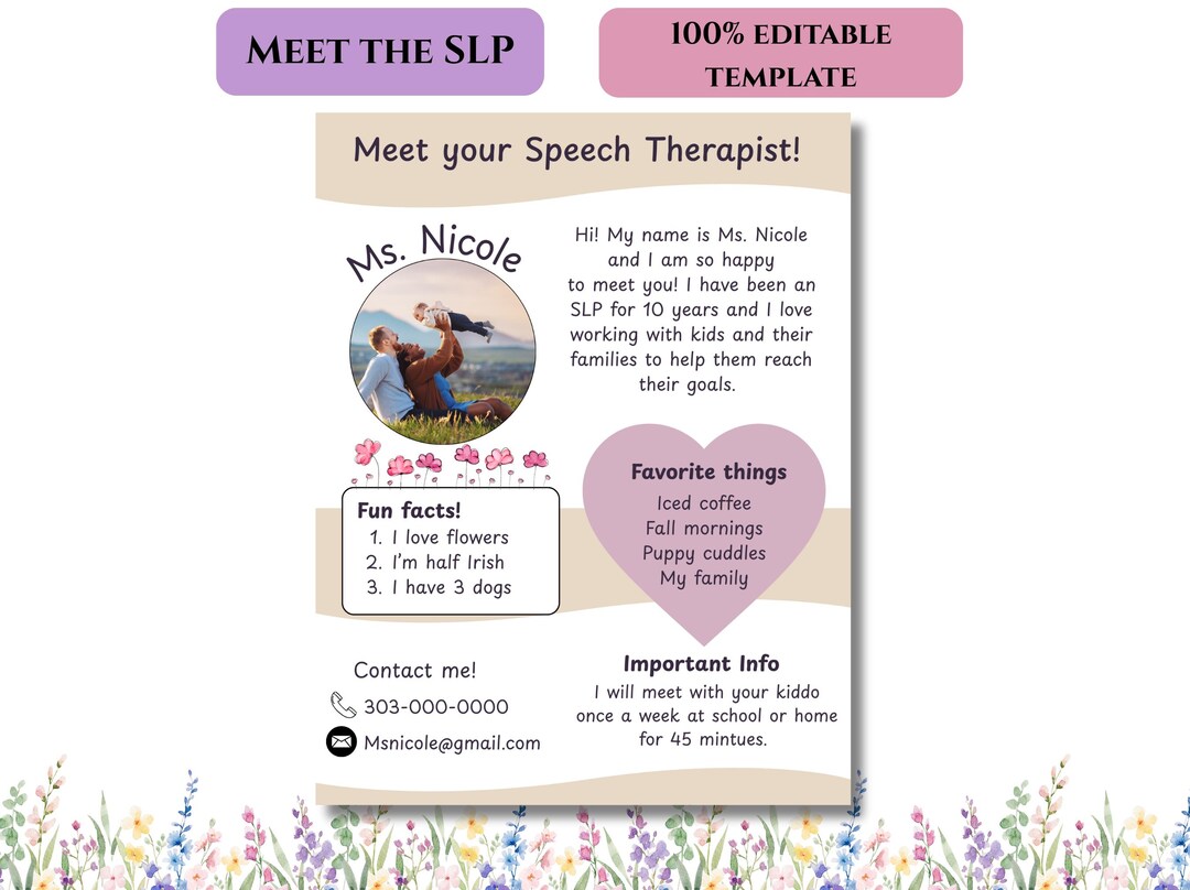 Meet the SLP Editable, Printable, Speech Language Pathologist Intro ...
