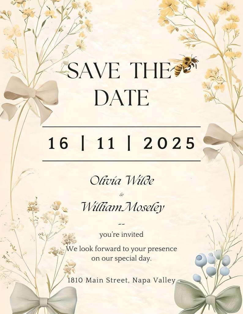 Cottagecore Wedding Invitation Template | Soft Pastel Wildflower Canva ...