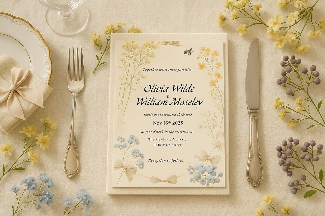 Cottagecore Wedding Invitation Template | Soft Pastel Wildflower Canva ...