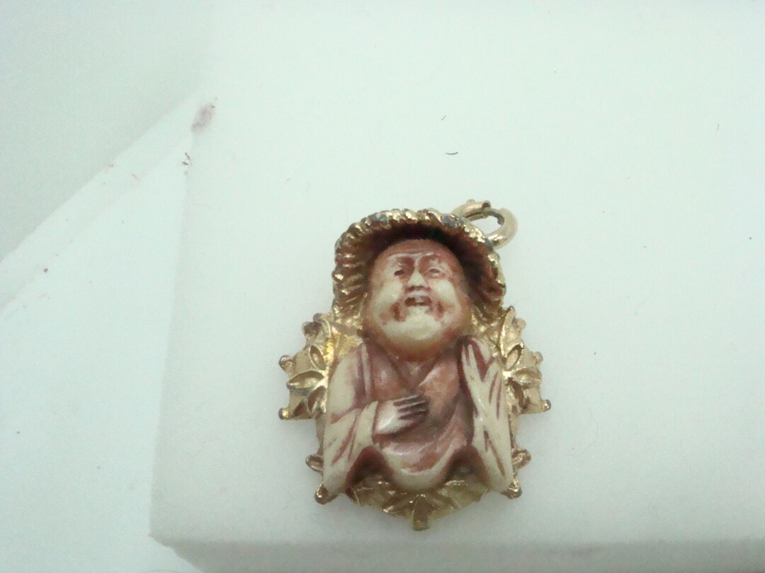 Florenza Asian Man Charm Vintage Goldtone Clipon Figural - Etsy