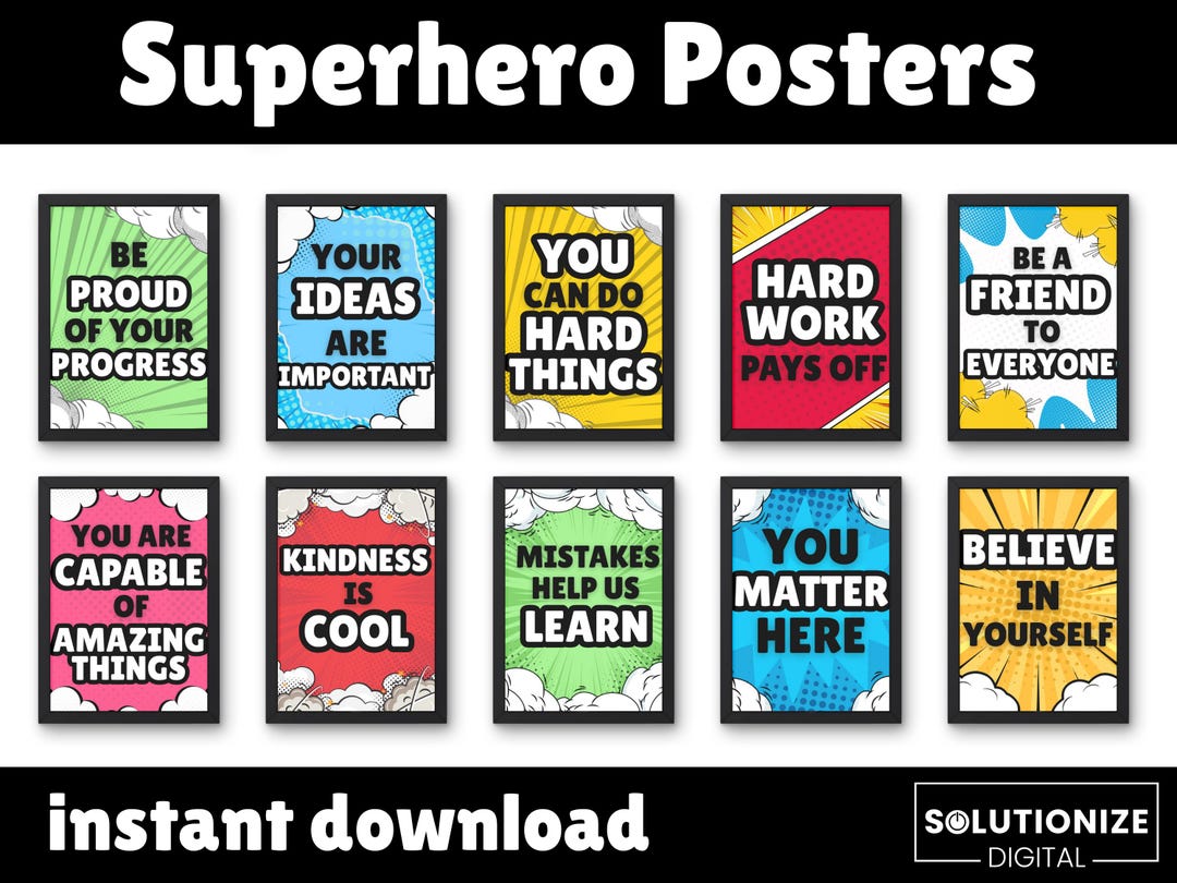 Superhero Comic Positive Affirmation Posters - Etsy