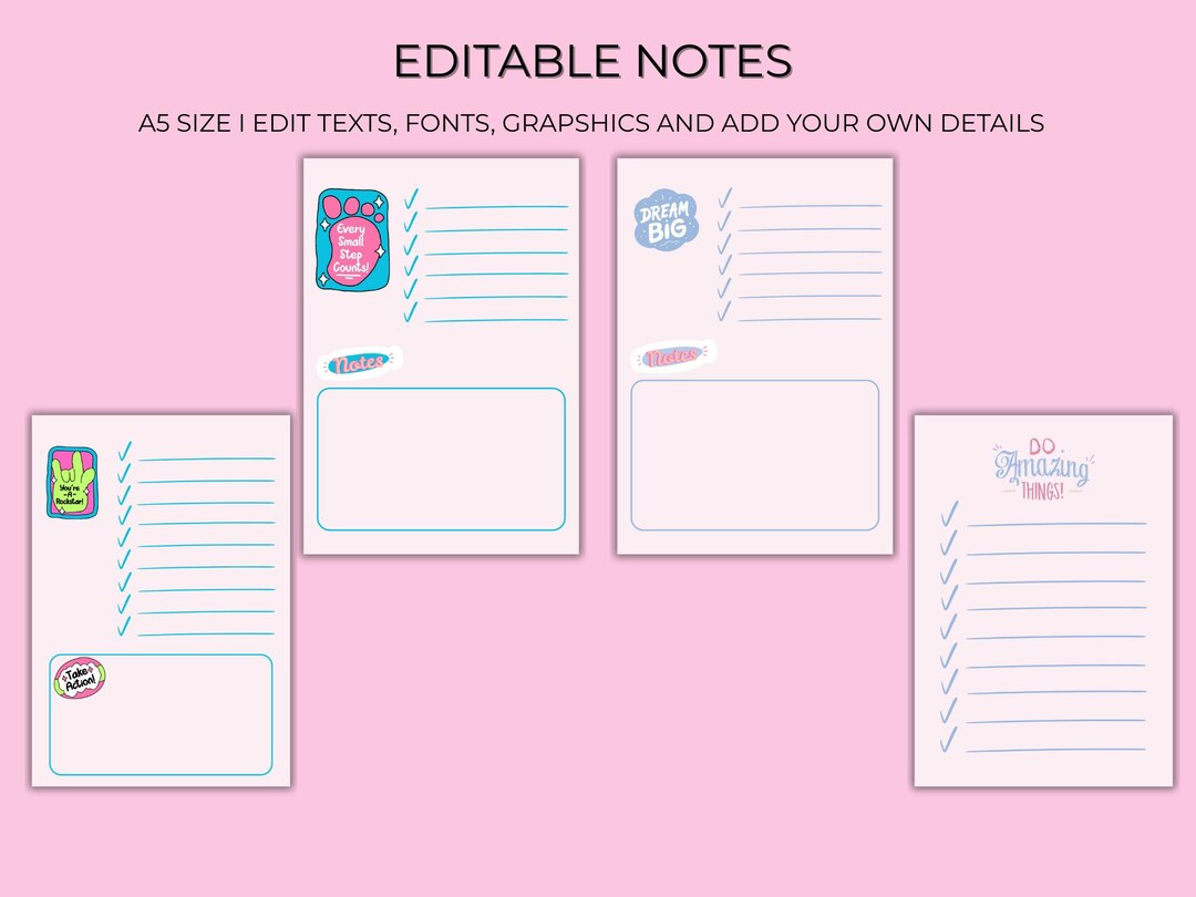 Editable Notepad,printable Notes,digital Notepad Template,daily Notes ...