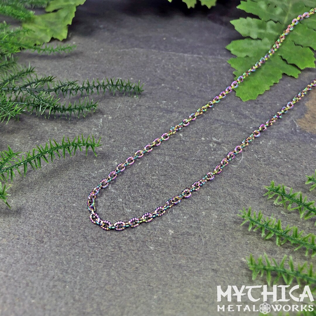 Custom Length Chain Rainbow Titanium Plated Stainless Steel 3x2mm ...