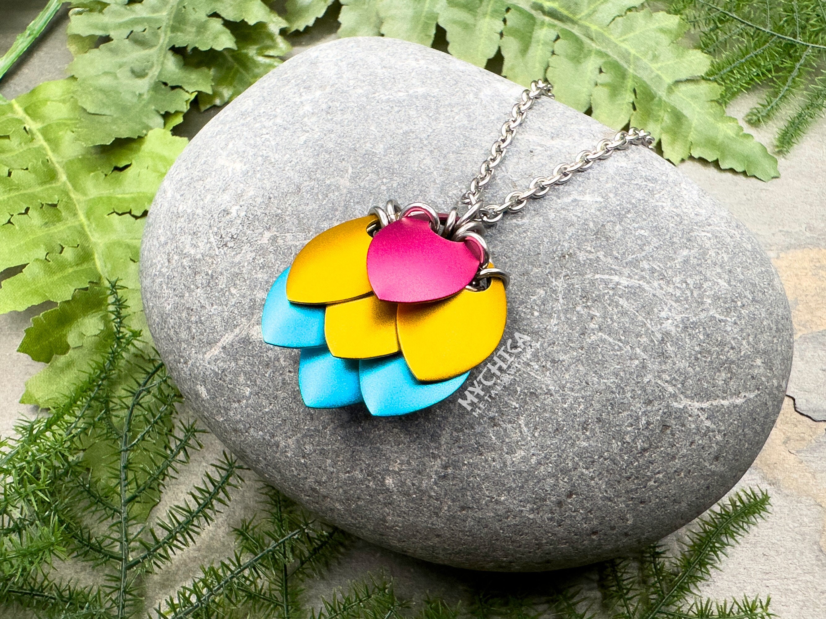 Naga Necklace Pansexual Scalemaille Pride Colors Flag LGBTQIA Anodized ...