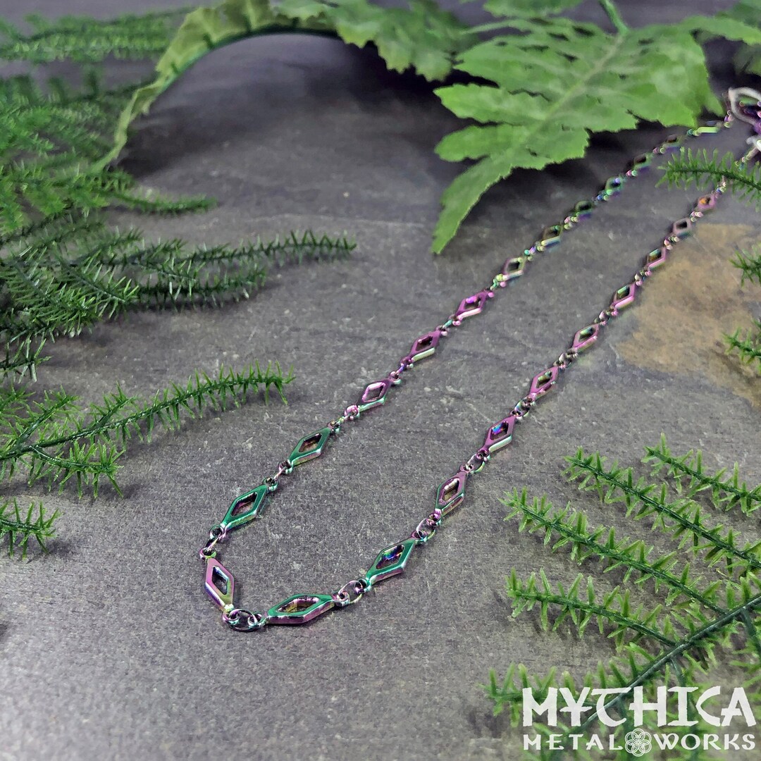 Custom Length Chain Rainbow Titanium Plated Stainless Steel 12x4mm Flat ...