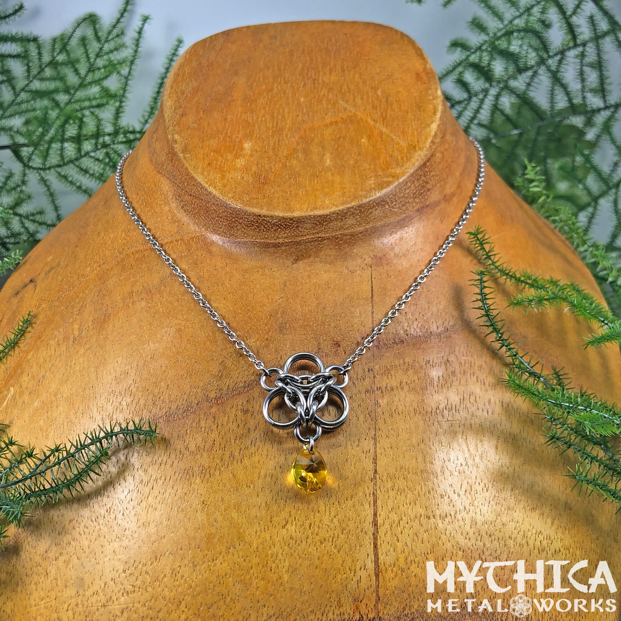 Brigid Necklace Surgical Stainless Steel Light Topaz Yellow Premium ...