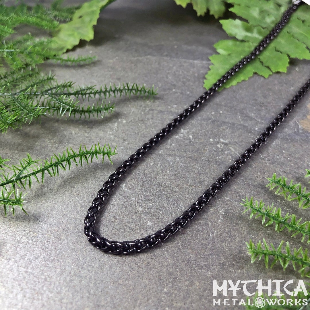 Custom Length Chain Black Stainless Steel 5x3mm Wheat Foxtail ...