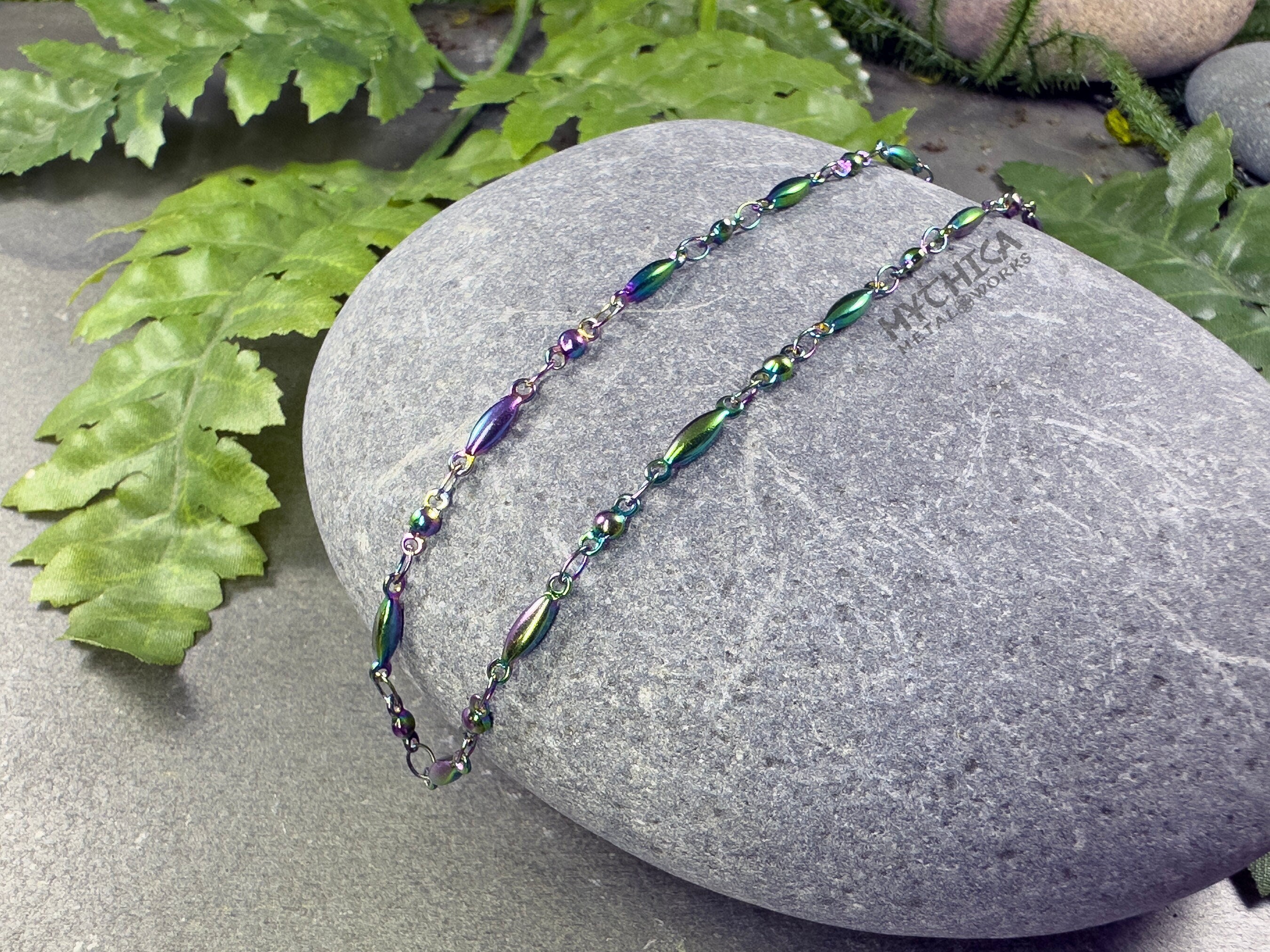 Custom Length Chain Rainbow Titanium Plated Stainless Steel 11x2.5mm ...