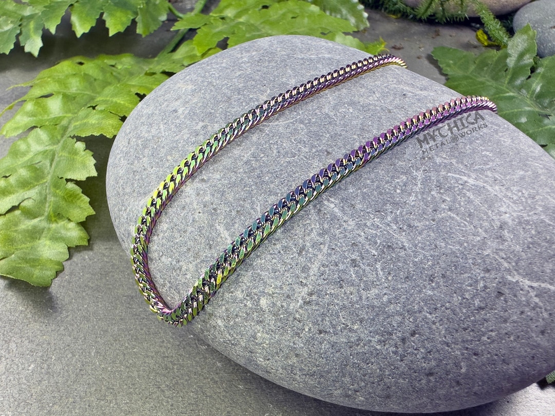 Custom Length Chain Rainbow Titanium Plated Stainless Steel 5x4mm ...