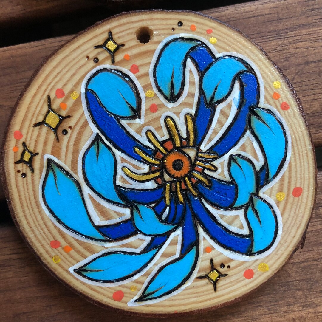 Painted Pyrography Woodburned Ornament Handmade Gift - Etsy
