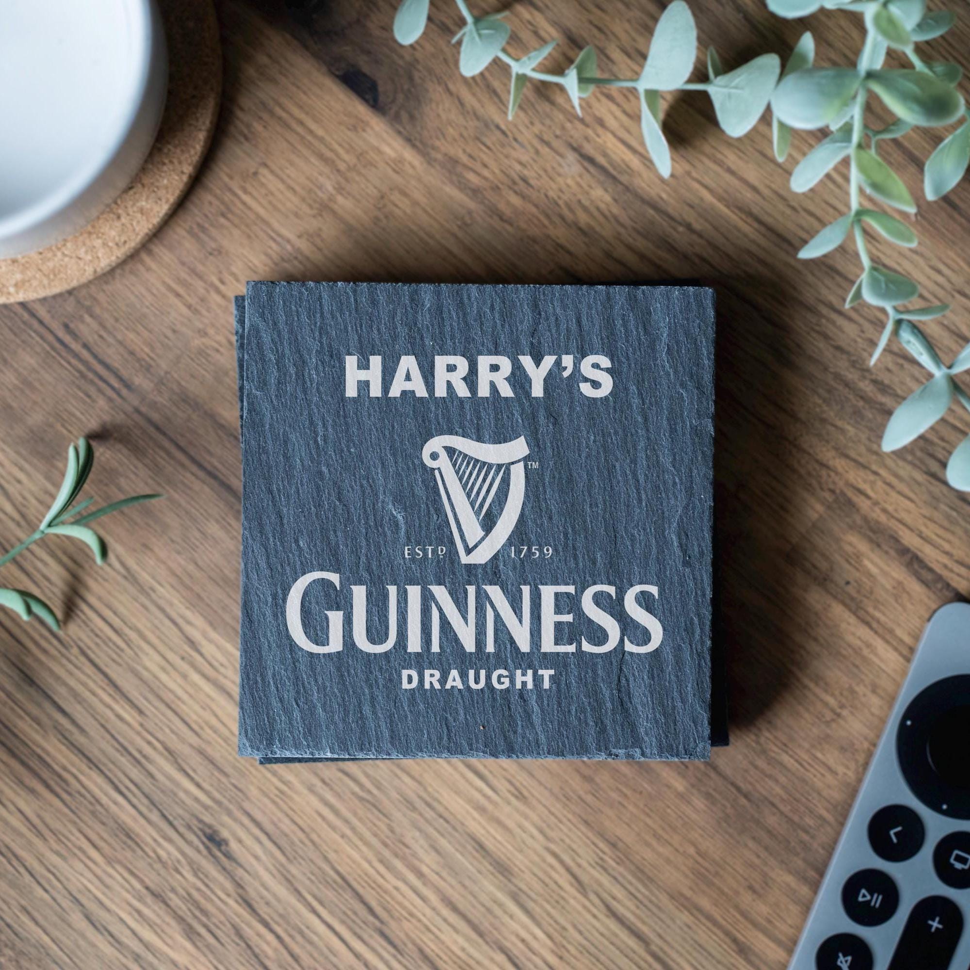 Personalised Guinness Coaster - Custom Laser Engraved Slate or Cork ...