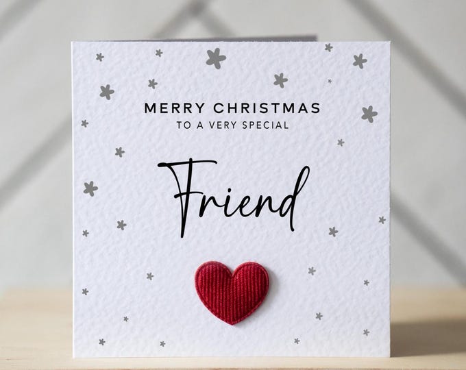 3D Felt Heart Christmas Card - Merry Christmas Friend - Etsy UK