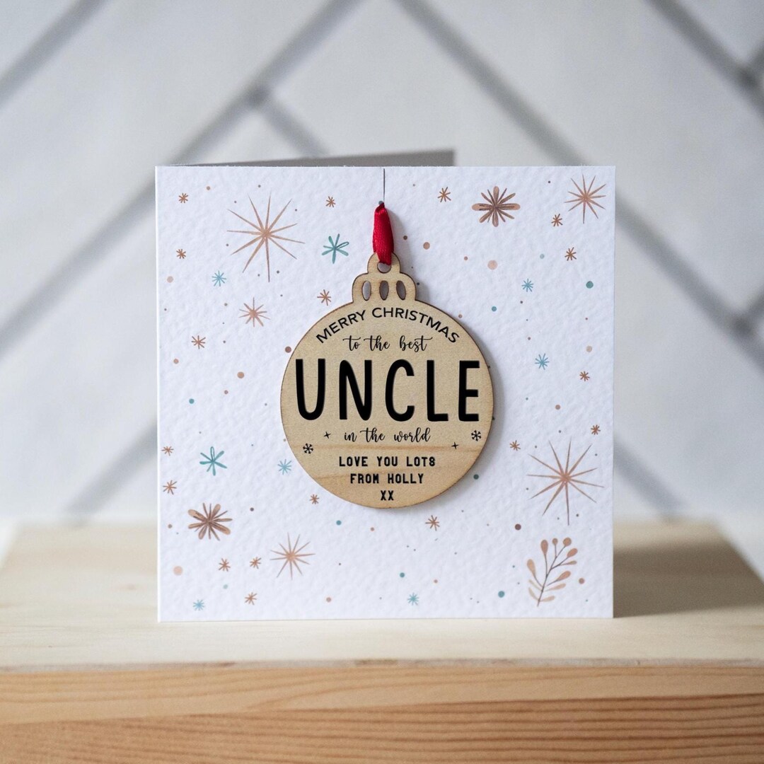 Best Uncle Christmas Card With Personalised Engraved Bauble - Etsy
