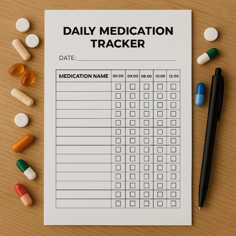 Printable Daily Medication Tracker – Minimalist A4 24-hour Medication ...