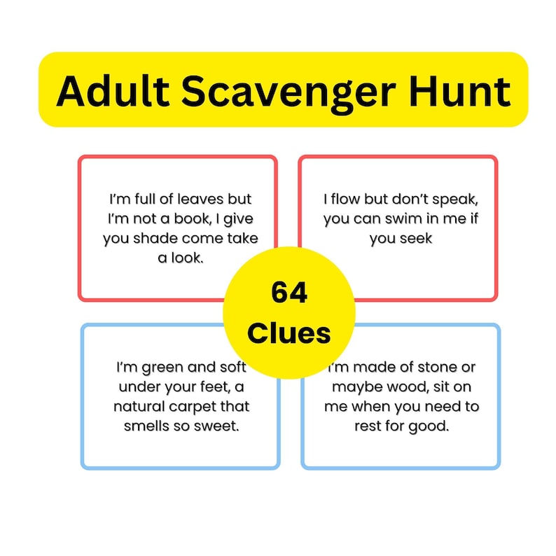 Adult Scavenger Hunt, Teen Scavenger Hunt, Outdoor Scavenger Hunt ...