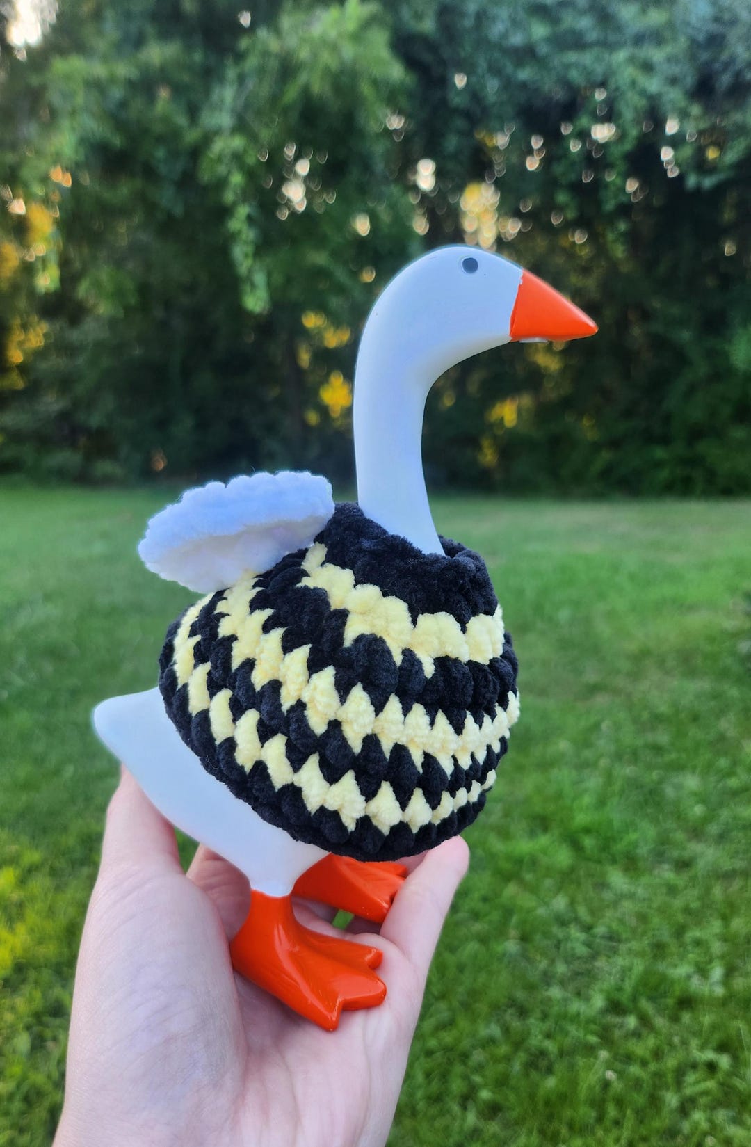 Crochet 7" Desk Goose Bee Outfit | Desk Pet | Mini Porch Goose | Desk ...