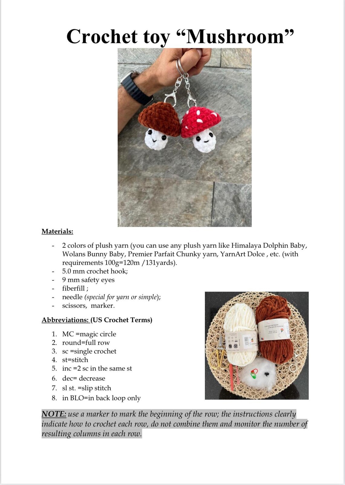 No Sew. CROCHET PATTERN Mushroom.keychain Mushroom. English PDF Pattern ...