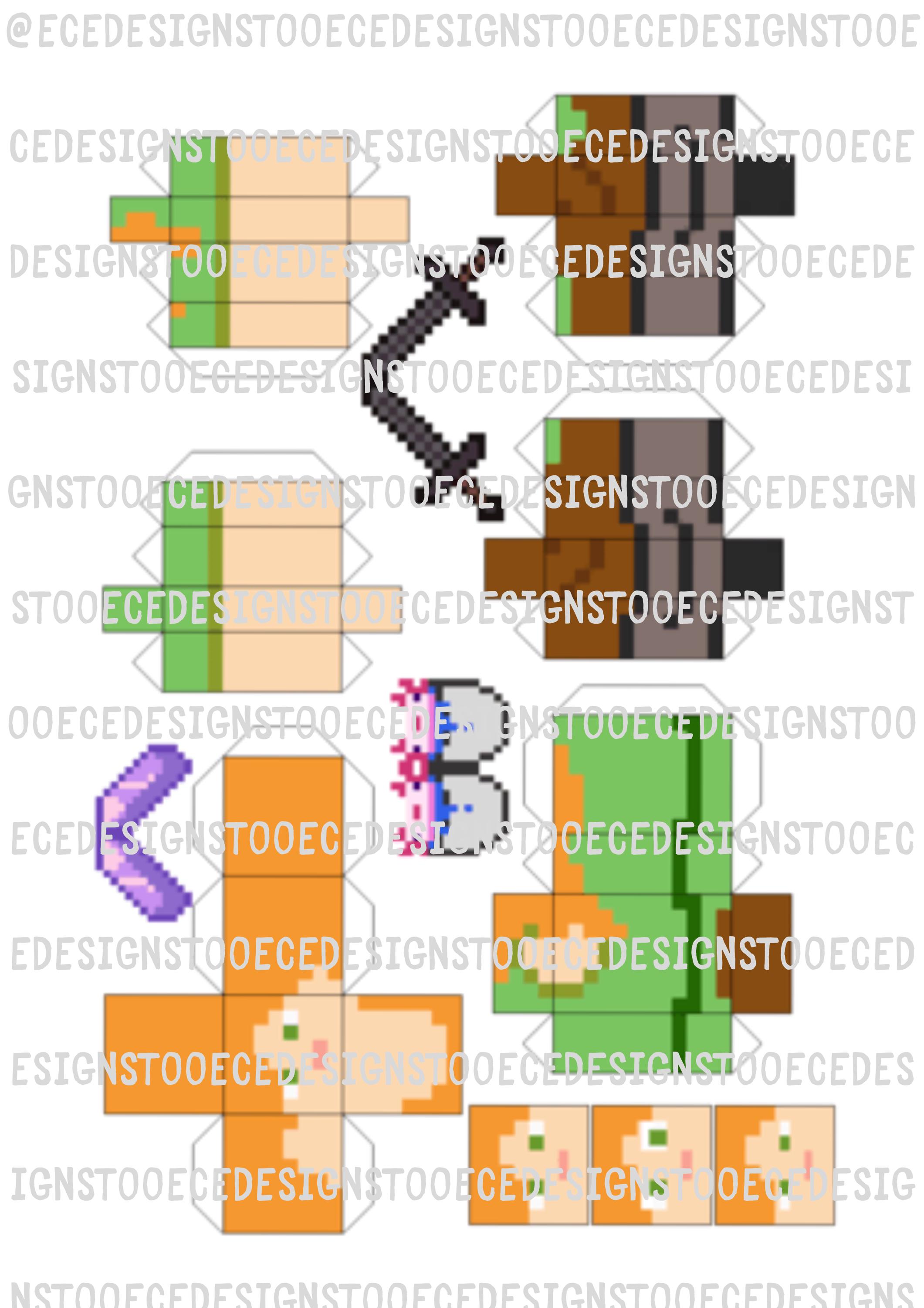 Printable Set of Minecraft + Steve + Alex + Creeper + Figures and ...