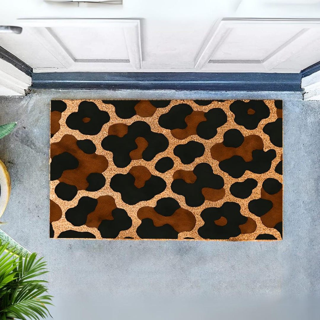 Cow Print Coir Doormat | Y2K Entry Rug - Etsy