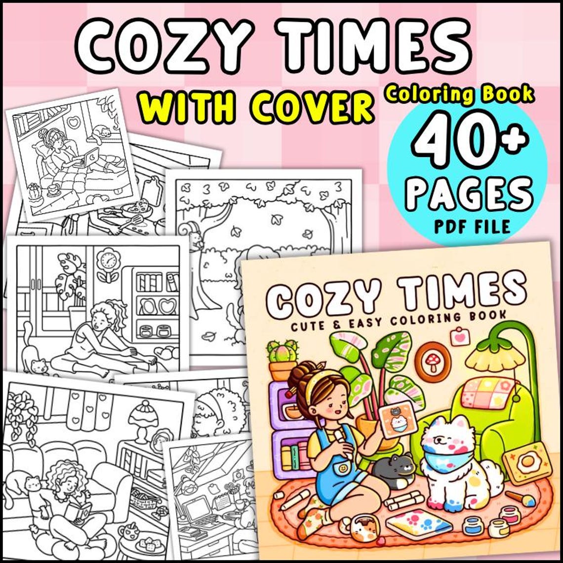 Cozy Times Coloring Book | 40+ Bold and Easy Girl-themed Pages for ...