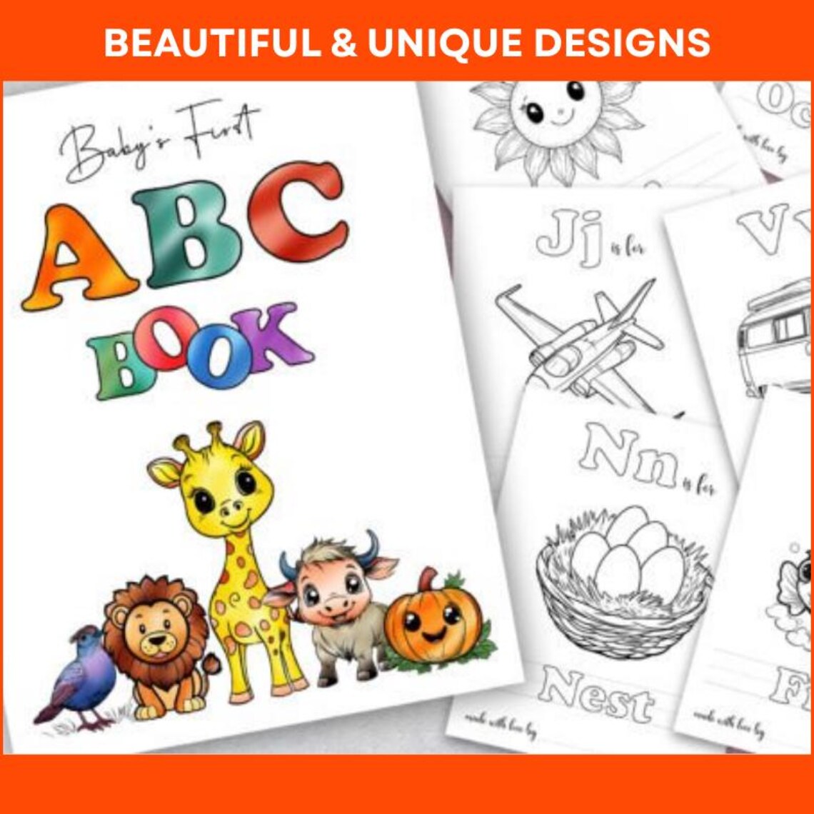 ABC Baby Shower Coloring Book Printable , A-Z Alphabet Activity for ...