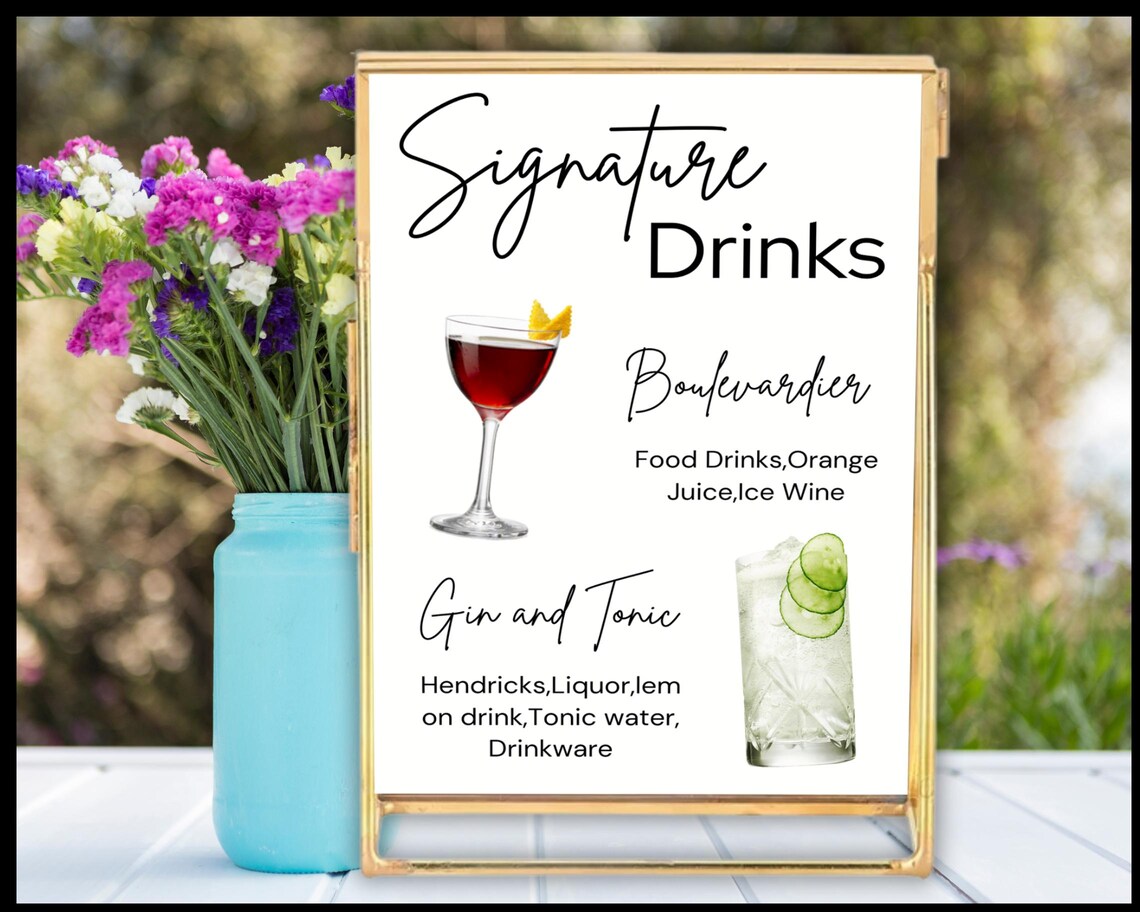 Signature Drink Sign, Editable Bar Menu Template, Printable Drinks Menu ...
