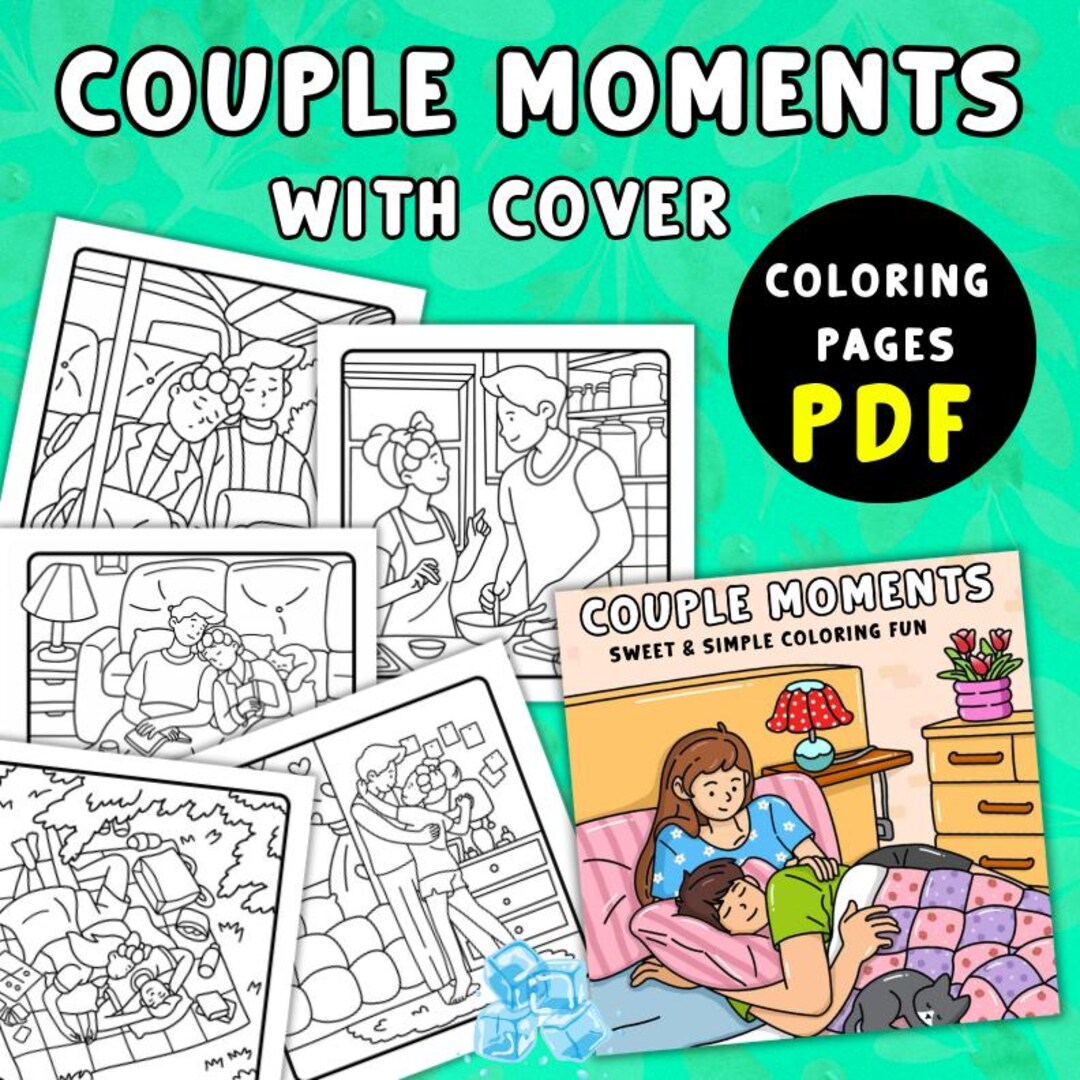 Couple Moments | Cute Couple Moments Coloring Book | 20+ Cozy and ...