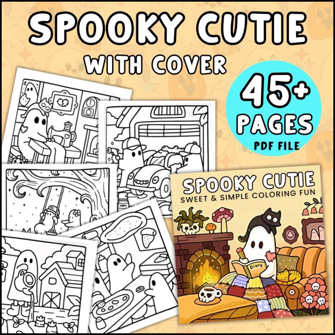 Coco Wyo Spooky Cutie , Cute & Creepy Hygge Coloring Book | 45 Pages of ...