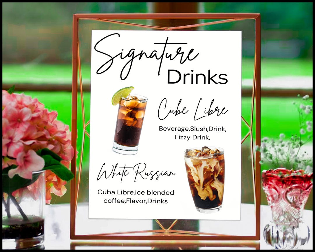 Signature Drink Sign, Editable Bar Menu Template, Printable Drinks Menu ...